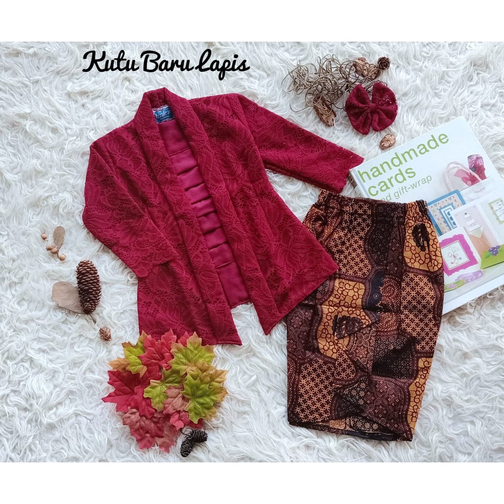 KUTUBARU LAYER KEBAYA AGE 2-4 YEARS MAROON COLOR/ NEWBORN KEBAYA / BAJU ...