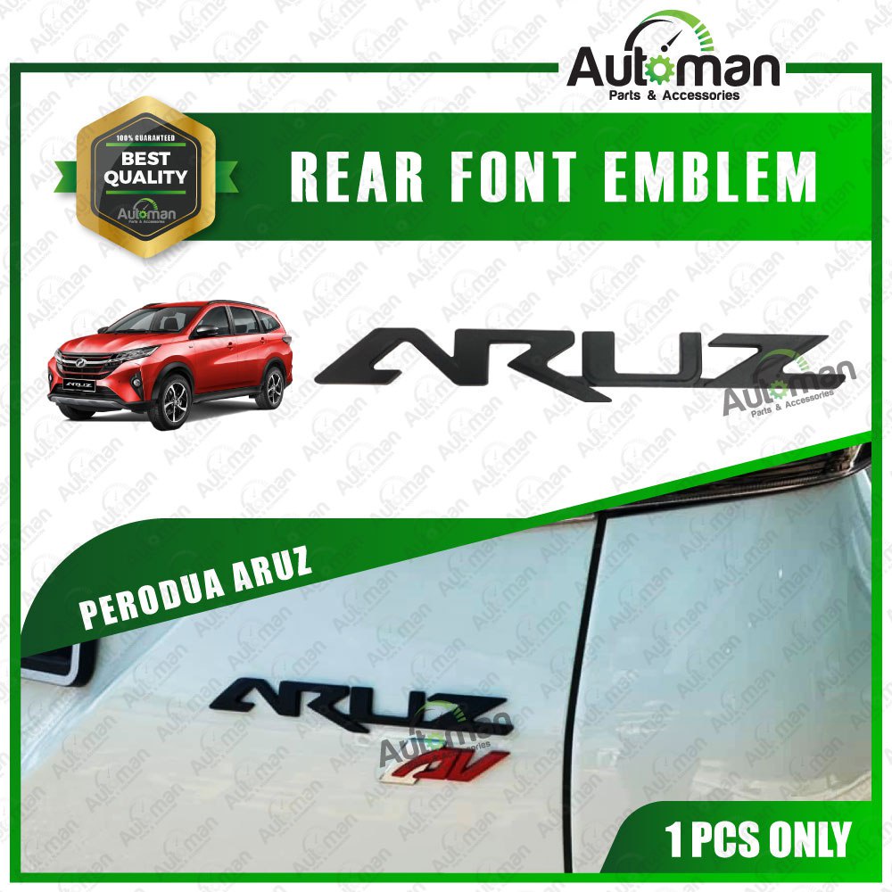 Perodua Aruz Car Logo Matt Black Rear Font Emblem 1Pcs | Shopee Malaysia