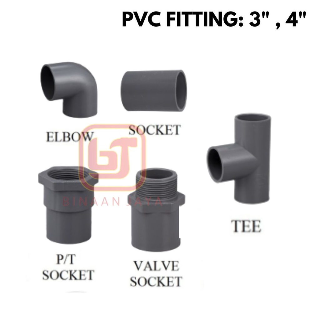 BJ - 3", 4" PVC Fitting PVC Joint PVC Pipe Connector Penyambung Paip PVC 管接头 Grey Pipe 1/2 Inch ...