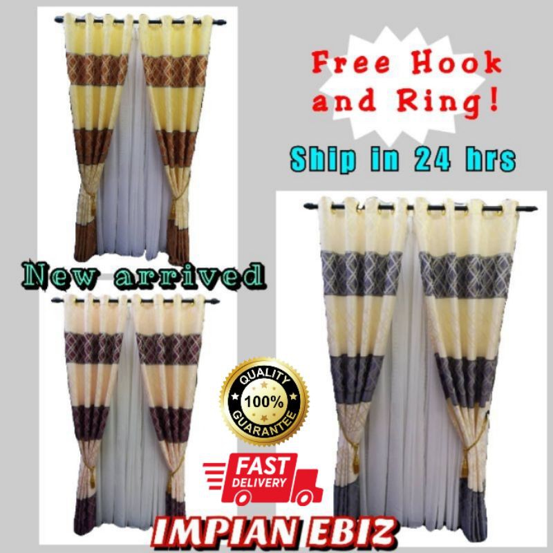 💥FREE RING/HOOK💥 Langsir Siap untuk rod/dawai/cangkuk[Ready Made ...