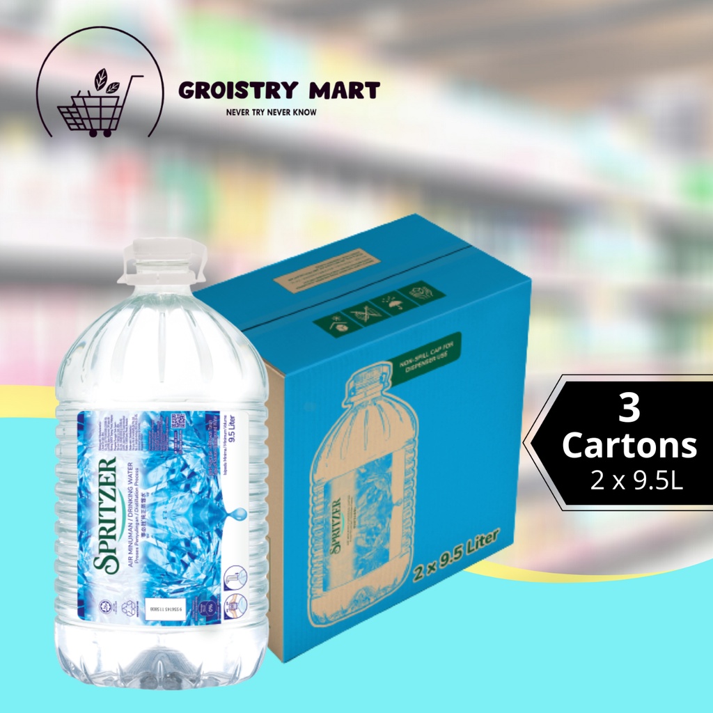 Spritzer Distilled Drinking Water 9.5Lit ( 2 x 9.5Lit ) 3 Cartons [Klang Valley & Seremban ...