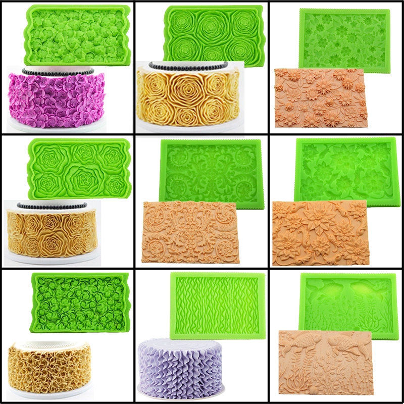 Meibum Silicone Fondant Cake Mold Party Rose Flower Vine Petal Emboss ...