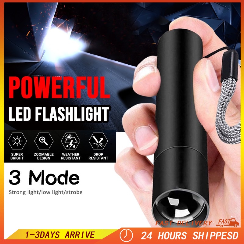 MINI LED Flashlight 3 Mode Rechargeable Waterproof LED Torch Light WITH ...