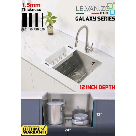 DEEP HANDMADE KITCHEN SINK 300mm (1.5mm thickness) | Shopee Malaysia