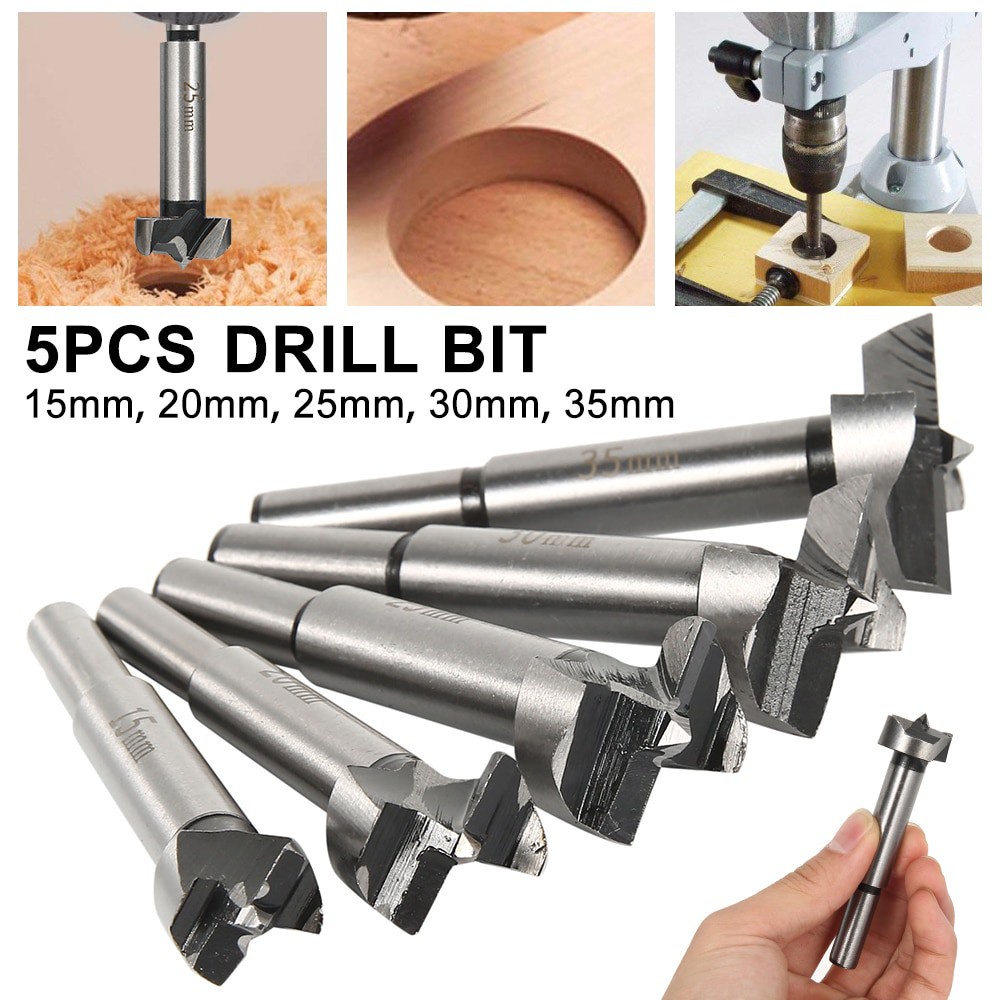 5pcs Drill Bit Hand Tools 15 20 25 30 35mm Auger Drill Bit Self ...
