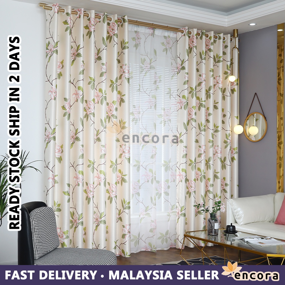 [1PC] Blackout Curtains Big Flower Design Curtain Drapes Pinch Pleat ...