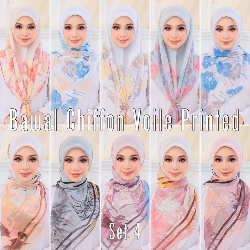 Tudung bawal chiffon vio lAnti Kedut Farah printed corak available in ...