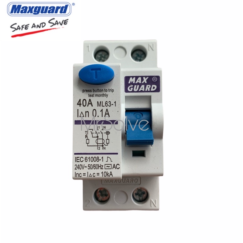 Maxguard 25A 40A 63A /10mA 30mA 100mA 300mA/2Pole 4Pole Residual Current Operated Circuit ...