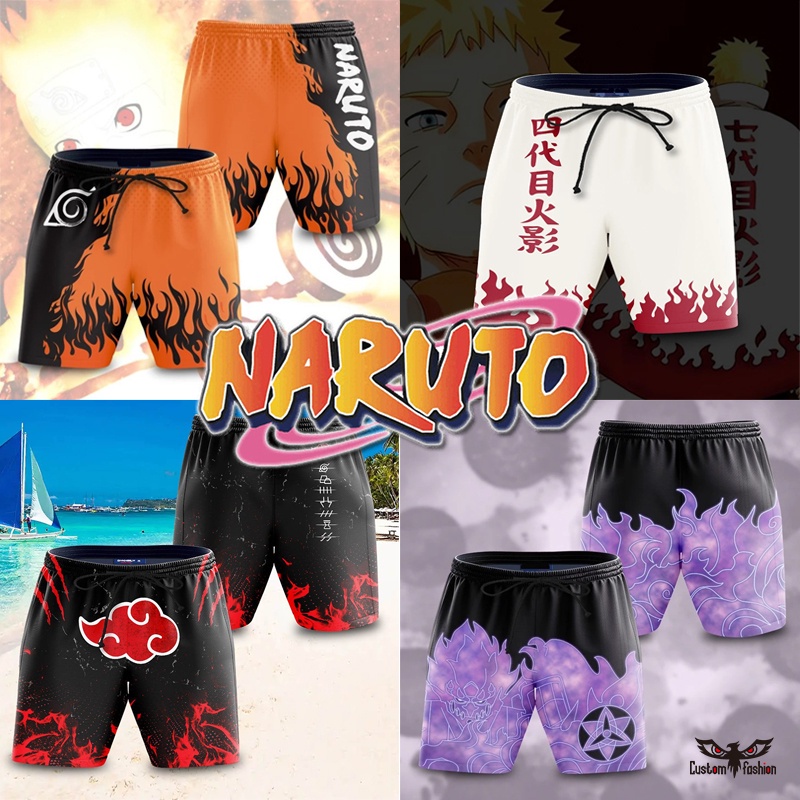 【CustomFashion】Naruto Short Pants Men's Anime 3D Print Uchiha Sharingan ...