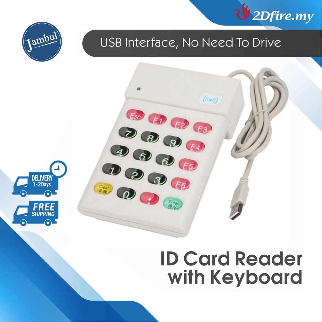 2Dfire ID Card Reader With Keyboard USB Interface Bluetooth Pembaca Kad ...