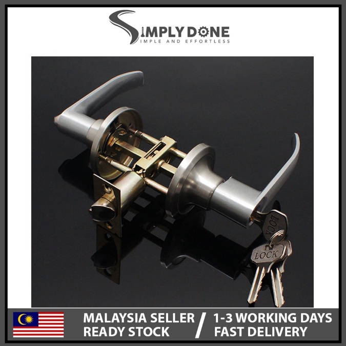 SIMPLYDONE Adjustable Latch Tubular Lever Lock Set Tombol Pintu Bilik ...