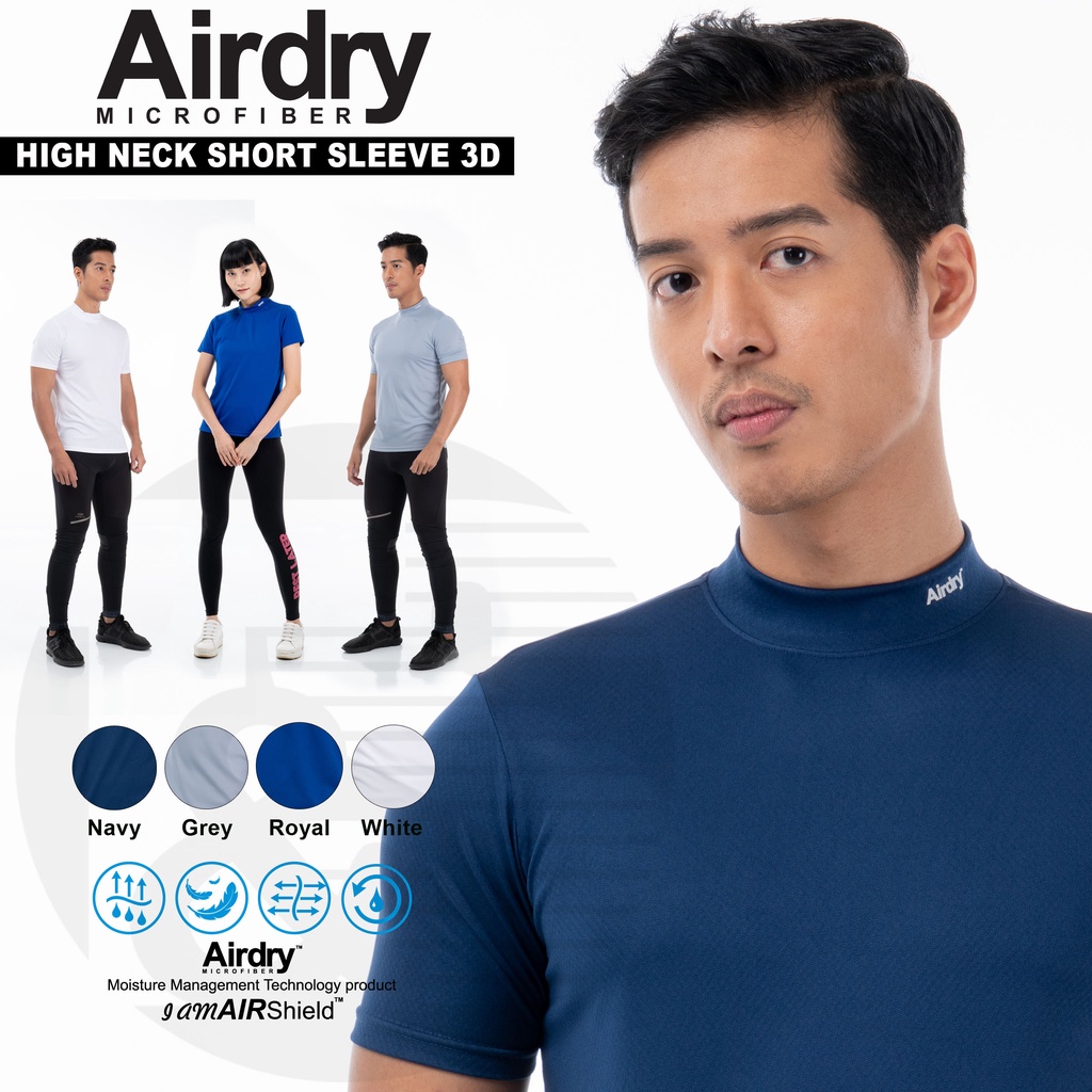 Airdry Microfiber Tech (3D SPACER) Esco High Neck Short Sleeve T-Shirt for Men & Woman, Unisex ...