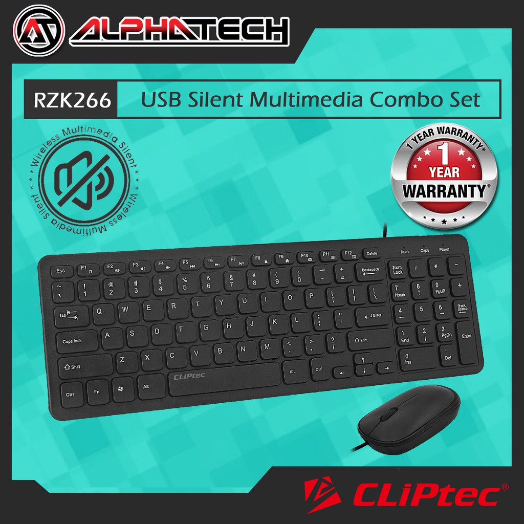 CLiPtec RZK266 OfizXient-Compact USB Silent Multimedia Keyboard and ...