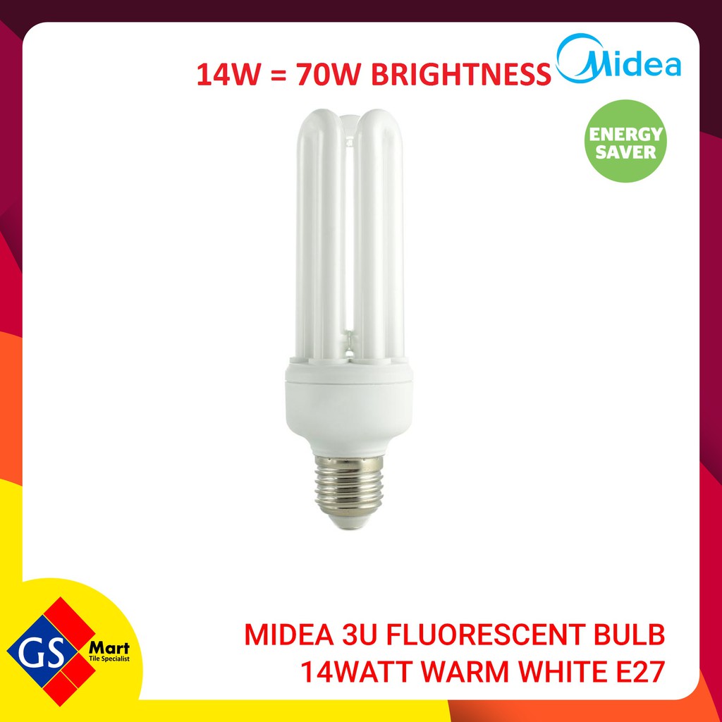 MIDEA ENERGY SAVER 3U/4U DOWNLIGHT BULB E27 9W/11W/14W/18W/20W | Shopee ...