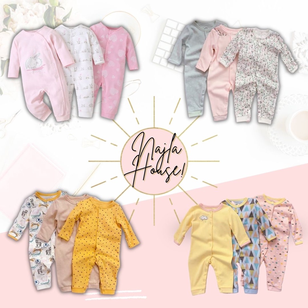 [1/2] Sleepsuit Non Footies Newborn Infant Clothes Cotton Baju Baby (3 ...