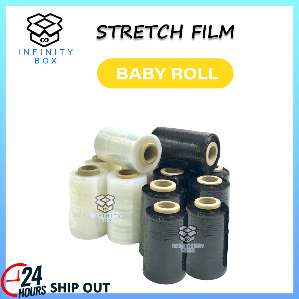 Baby Roll Stretch Film Wrapping - 100mm x 250g Clear & Black | Shopee ...