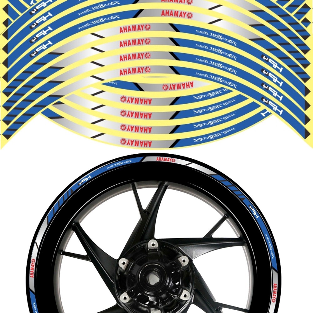 16PCS 17/18 inch Motorcycle Reflective Rim Wheel Decals Wheel hub ...
