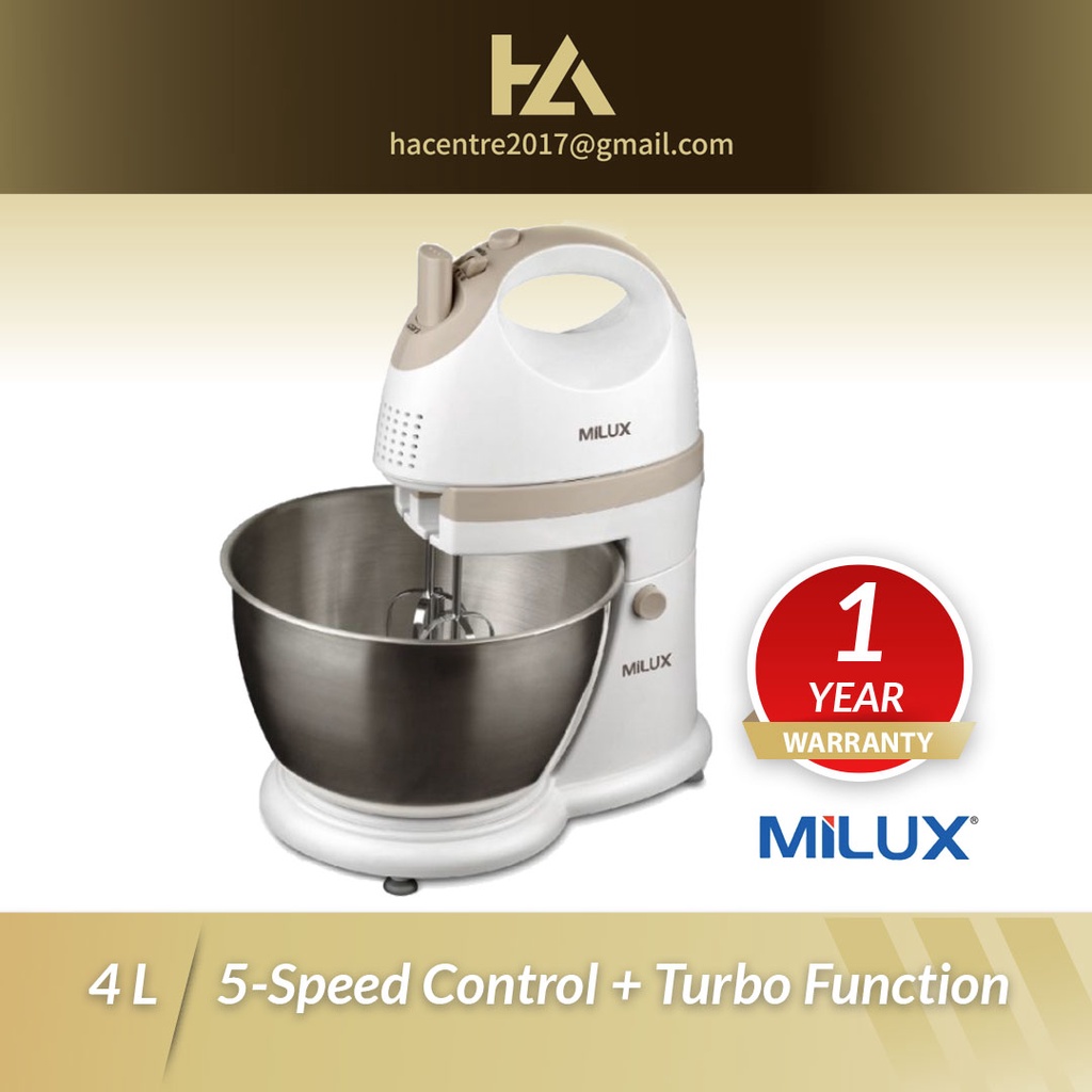 Milux 4L Stainless Steel Stand Mixer MSM9906 台式打蛋机 Mesin Pengadun ...