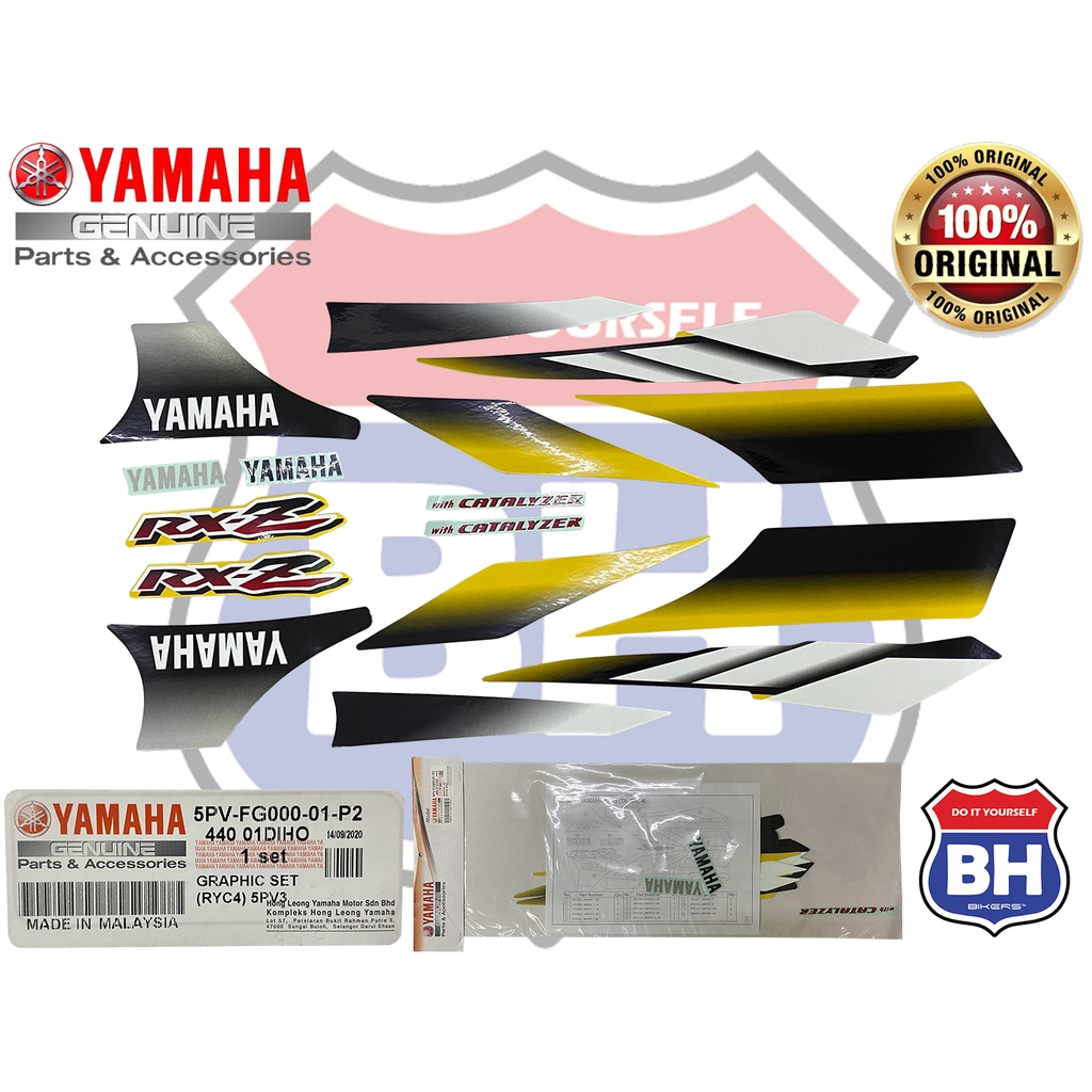 YAMAHA RXZ STRIPE GRAPHIC SET STICKER COVERSET 100% ORIGINAL HLY ...