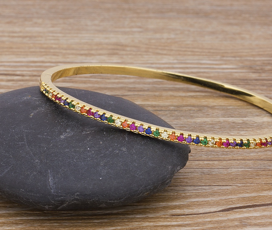 New Design High Quality Charm Rainbow Bangles Copper Zirconia ...