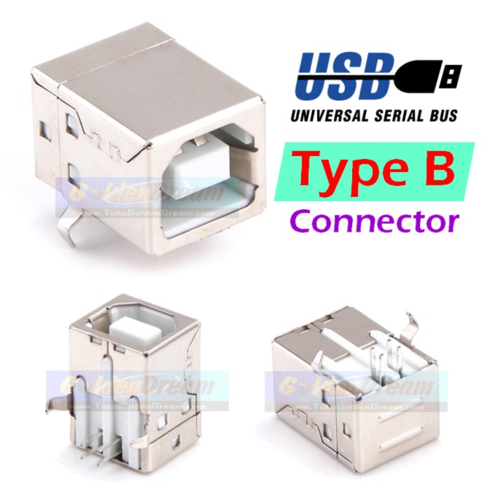 USB Type B Female Printer Socket 4 Pin Female Shielded Type Connector ...