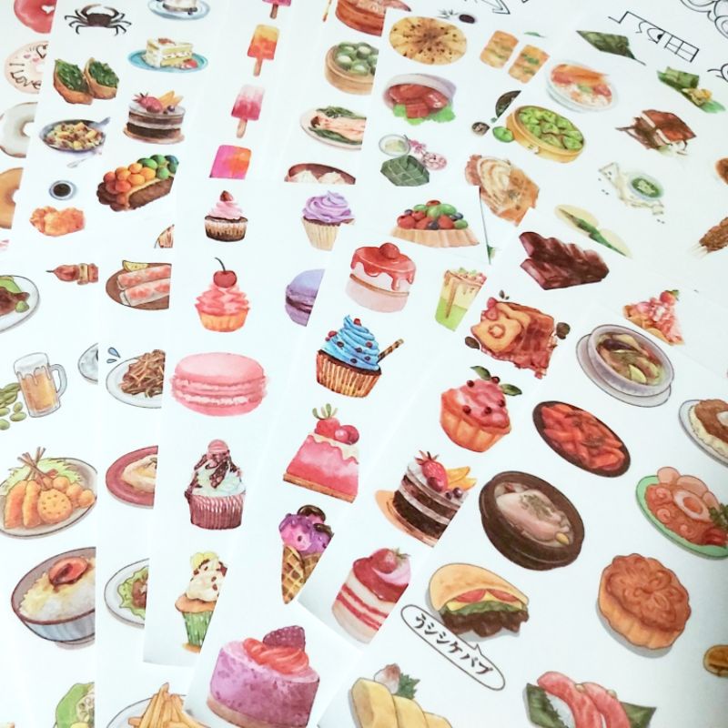 HSCC 1 Sheet Random Uncut Sweets/Desserts & Japanese Foods Sticker (Cut ...