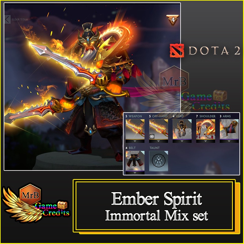 Ember Spirit - ** Immortal Mix set** Genuine Rapier of the Burning God ...
