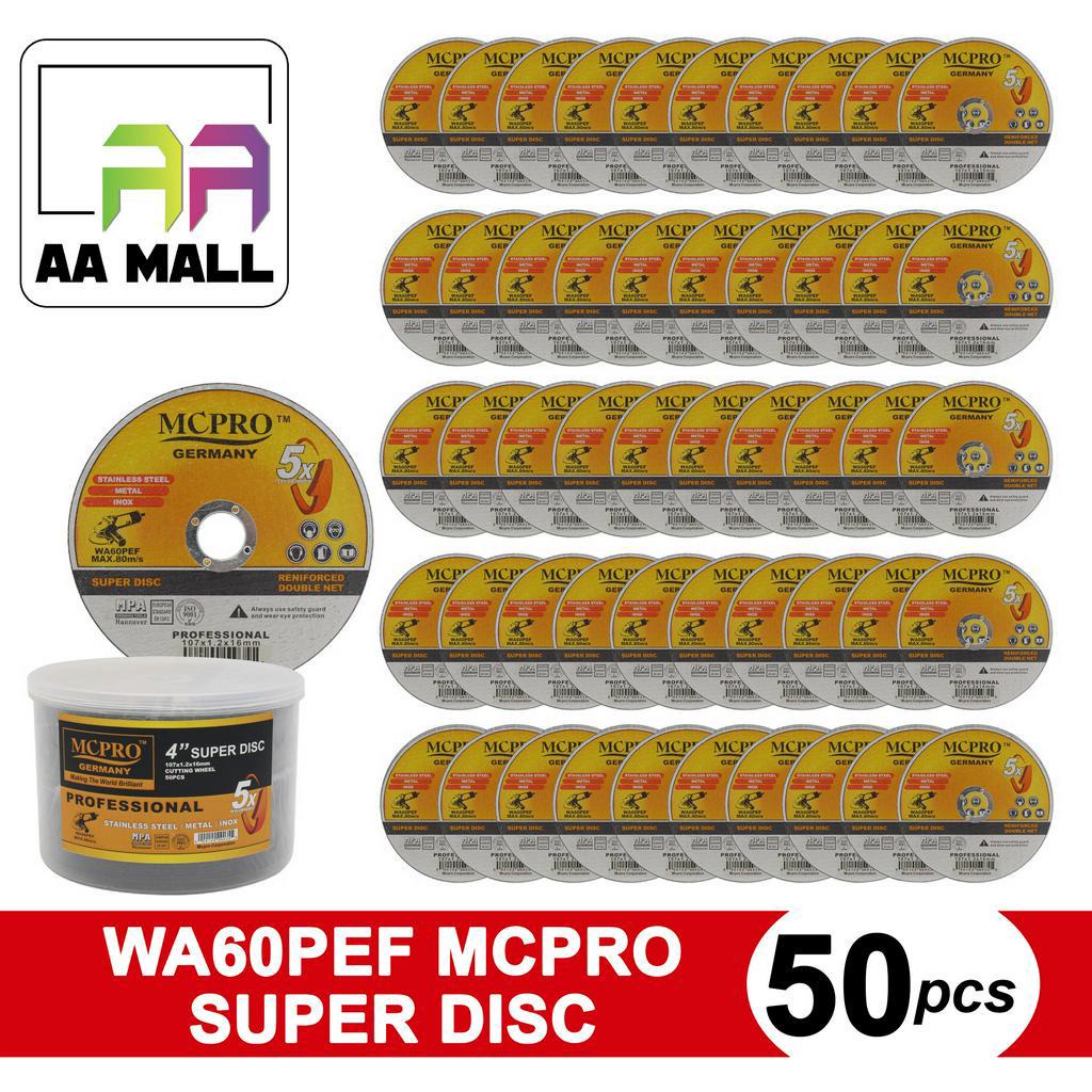 MCPRO [50pcs] 4" Cutting Wheel For Metal Super Cutting Disc (WA60PEF) for Angle Grinder | Shopee ...