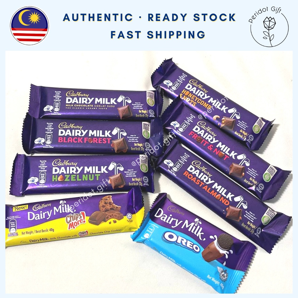 Cadbury Chocolate Bar 37g - Milk Hazelnut Roast Almond Fruit Black ...