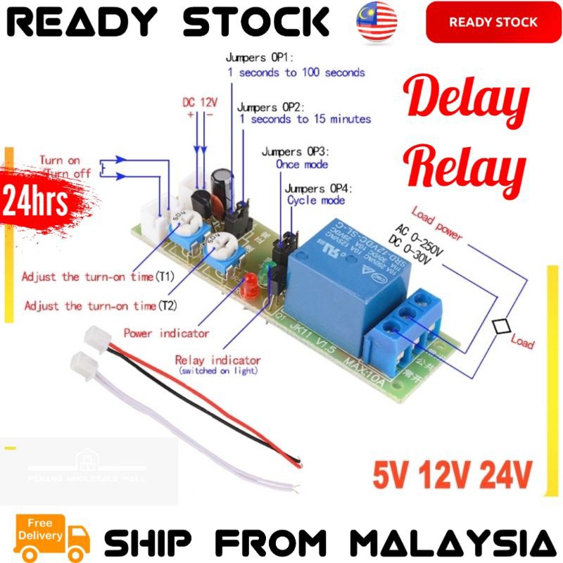 Infinite Cycle Delay Timer Timing Relay DC 5V 12V 24V 15min 60min Turn ON/OFF Module Local ...