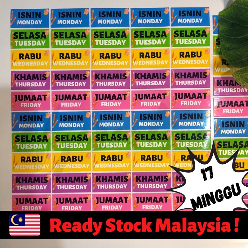 Sticker Hari (Isnin - Jumaat) | Shopee Malaysia