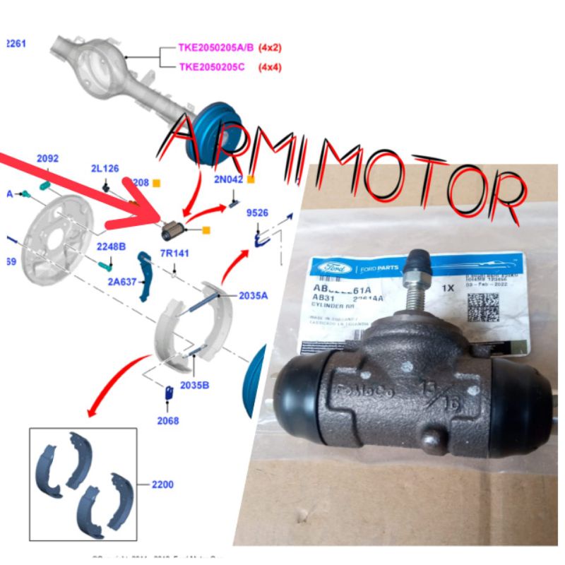 Ford Ranger Rear Brake Wheel Cylinder 2.2 cc 3.2 cc Genuine Ford Wheel ...