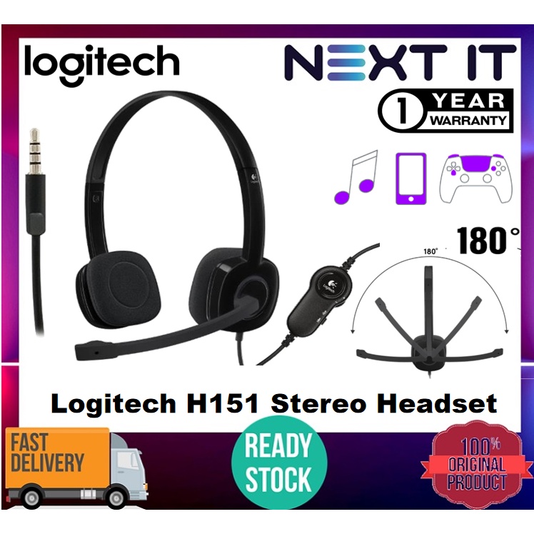 [READY STOCK] Logitech H151 Wired Headset, Stereo Headphones with ...