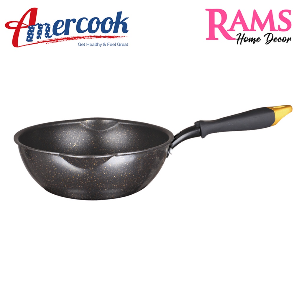 Amercook 20cm Induction Non Stick Open Wok Pan with Pour Spout / Kuali ...