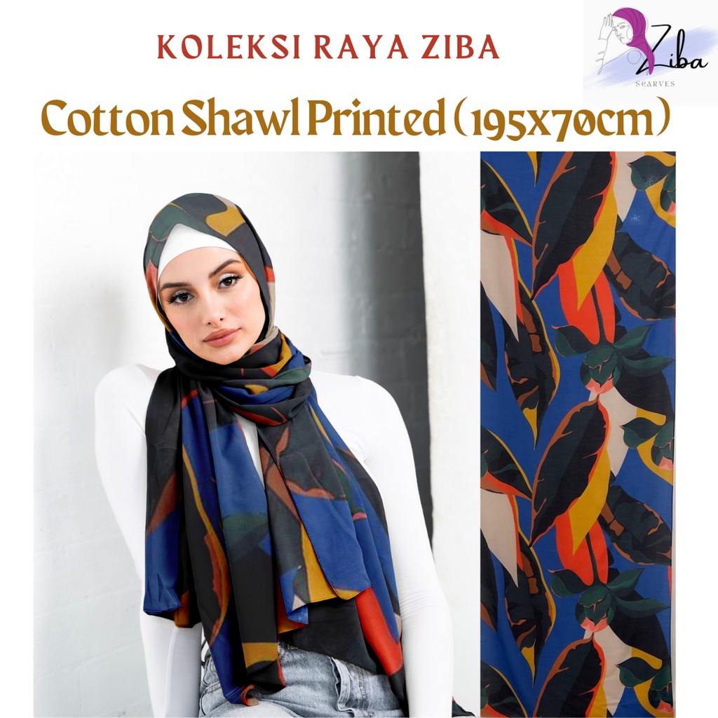 Printed Cotton Shawl - Selendang Cotton Bercorak (Modern, Colourful ...