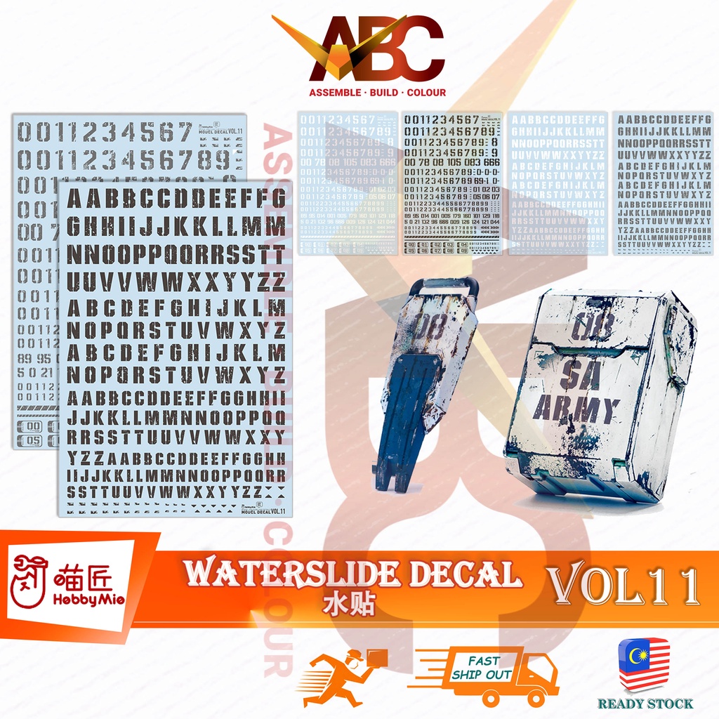 (HobbyMio) Waterslide Decal HIQ - VOL11 Worn Fade Universal Number Alphabet Model Kit Hobby Mio ...