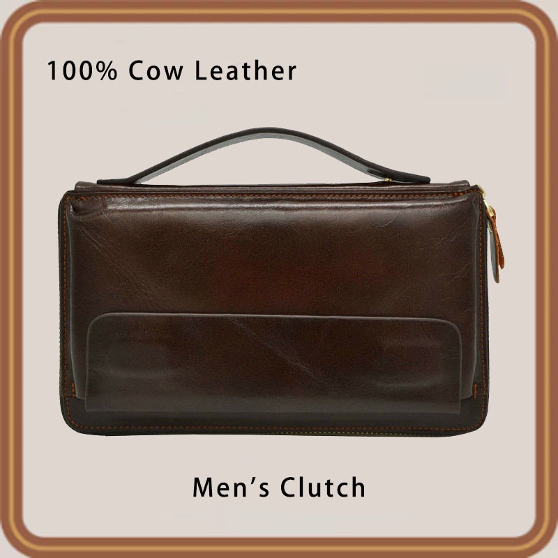 Men Clutch Bag Cowhide 100% Genuine Leather Business Clutch Hand Bag ...