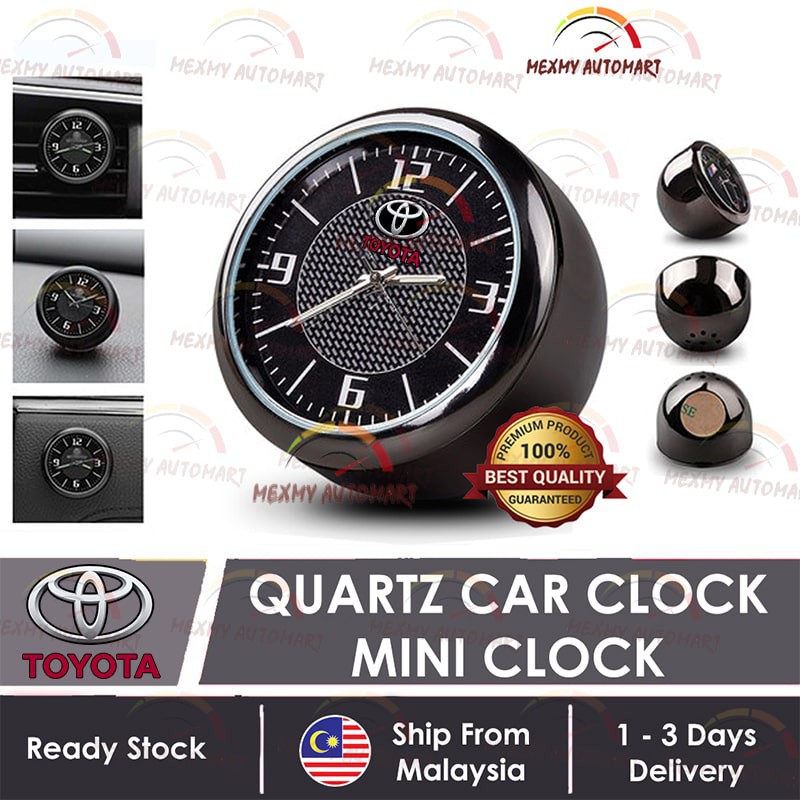 TOYOTA Mini Luminous Interior Quartz Clock Dashboard Alloy Digital ...
