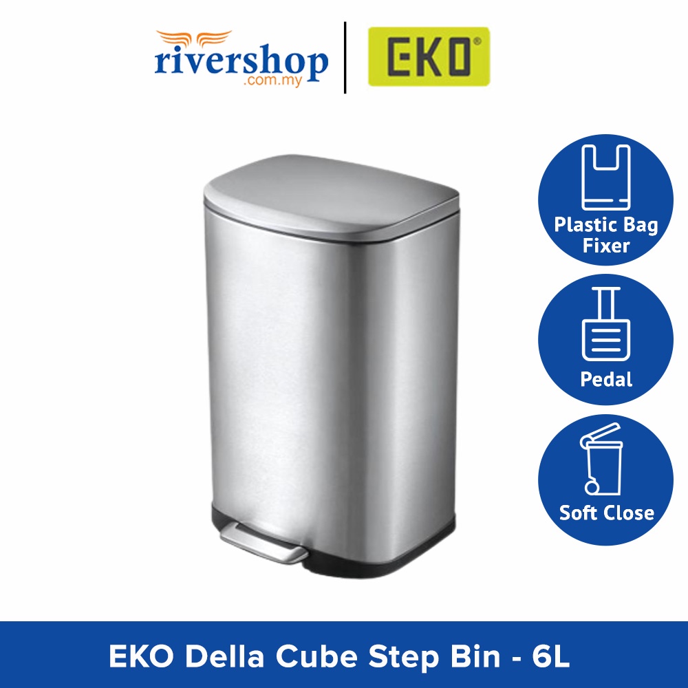 EKO Della Step Bin EK9366MT - 6L Stainless Steel Dustbin Rubbish Bin ...
