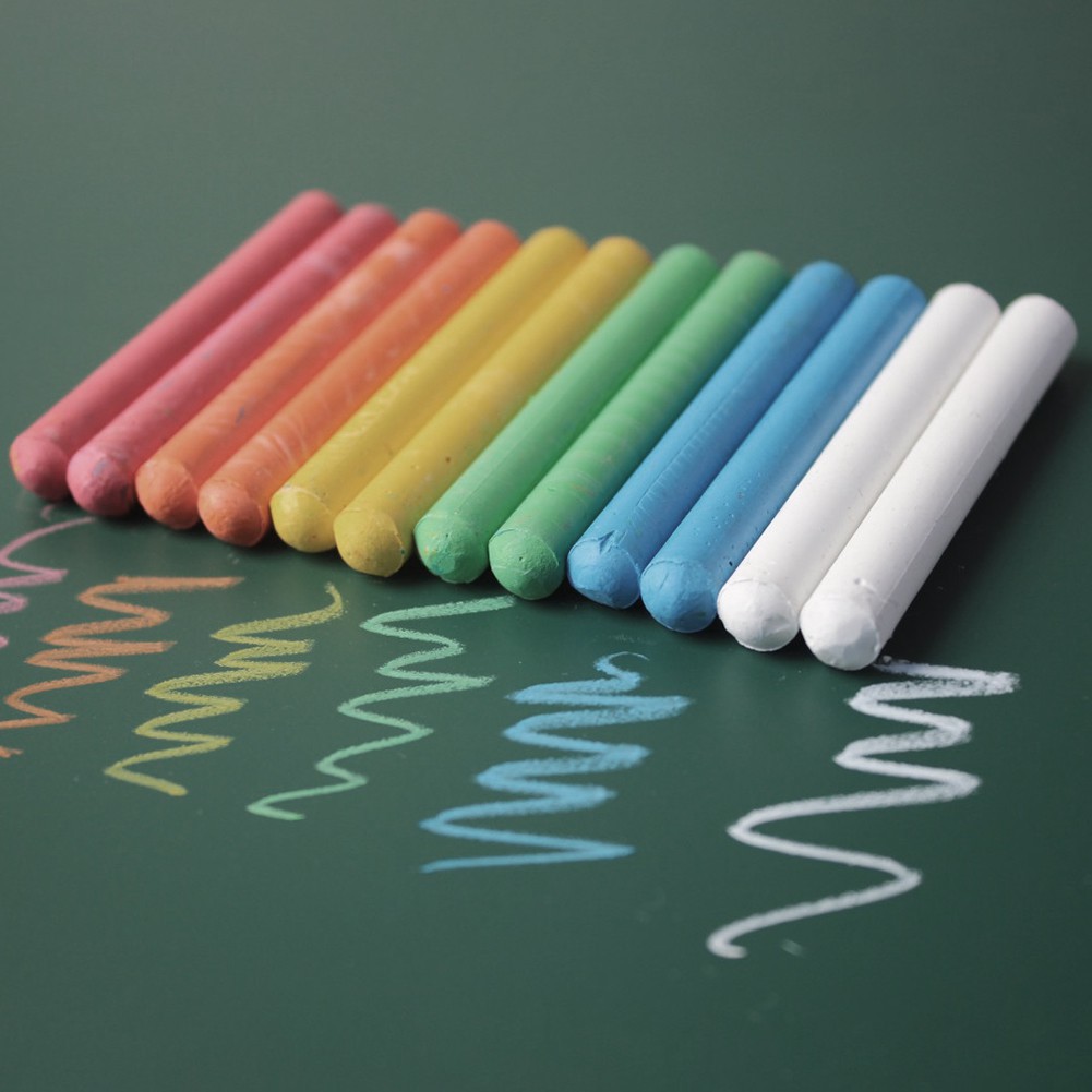 High-Grade White/ Colour Chalk 12pcs | Shopee Malaysia