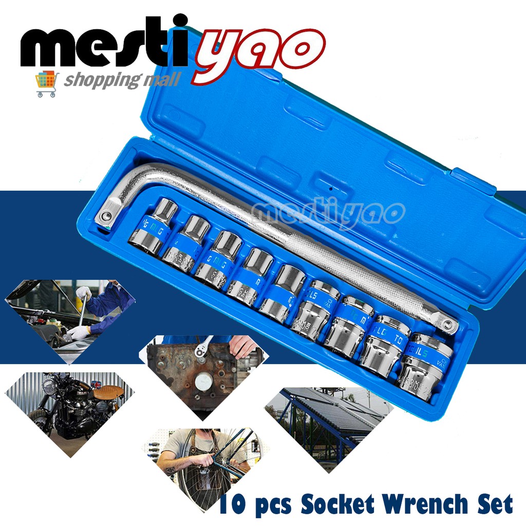 10PCS 1/2” L-Type Spanner Box Socket Wrench Set/Spanner Wrench Tools ...