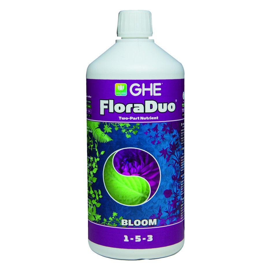 GHE FloraDuo Bloom 1 Litre 1-5-3 Soft Water (Two Part Nutrient, AB ...