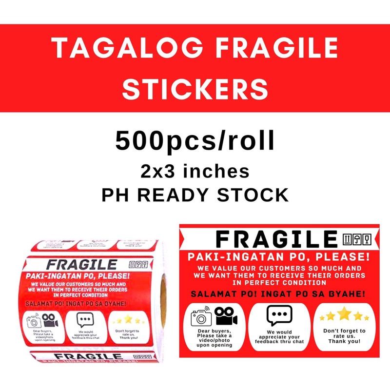 Tagalog Fragile Sticker Label 500pcs | Shopee Malaysia