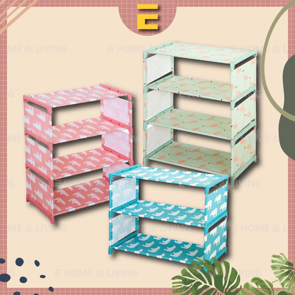 [EC] 3/4 Tiers Shoe Rack Storage Shelf Oxford Cloth Metal Pipe Hallway ...