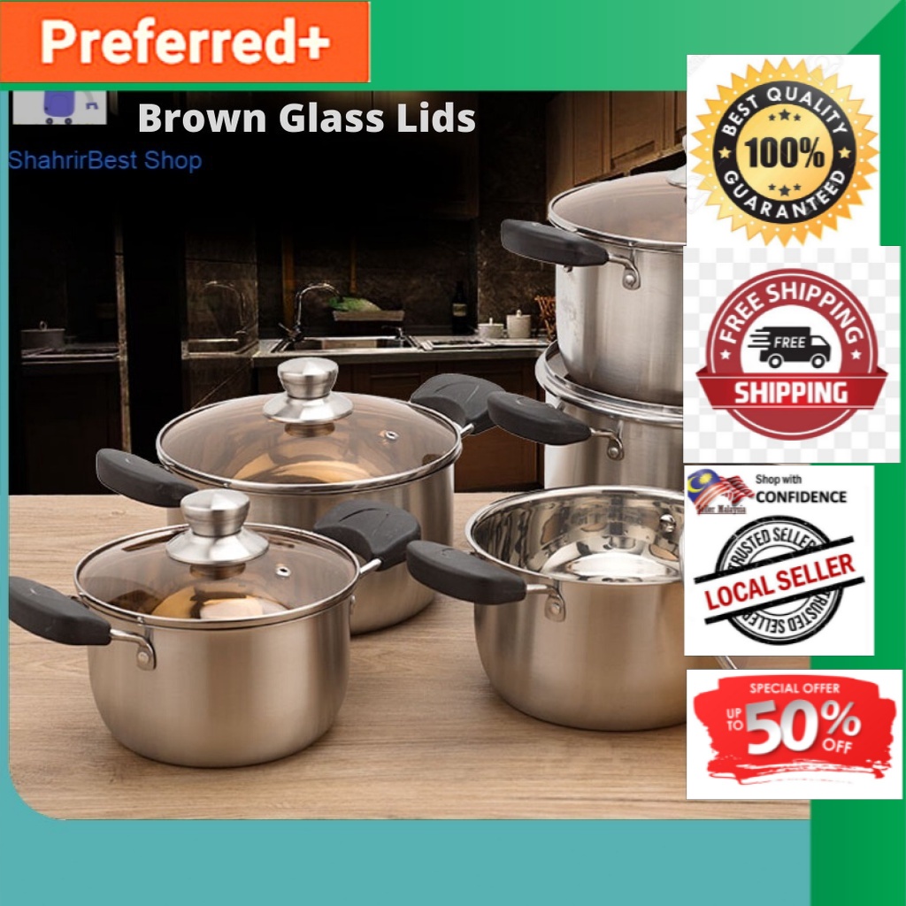 🔥💯% Periuk Set Premium 10pc(Stok Malaysia)🔥Hot Item🔥Pengukus/Stainless ...