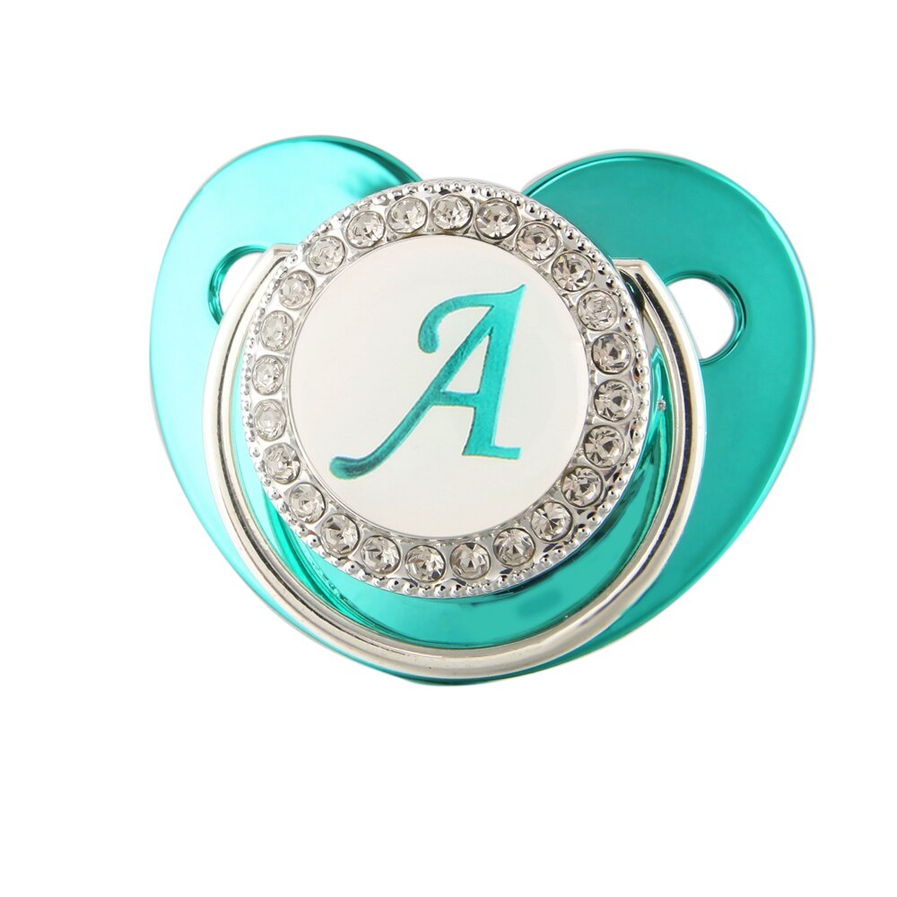 26 Name Initial Letter Luxury Baby Pacifier Newborn Metallic Teal Green ...