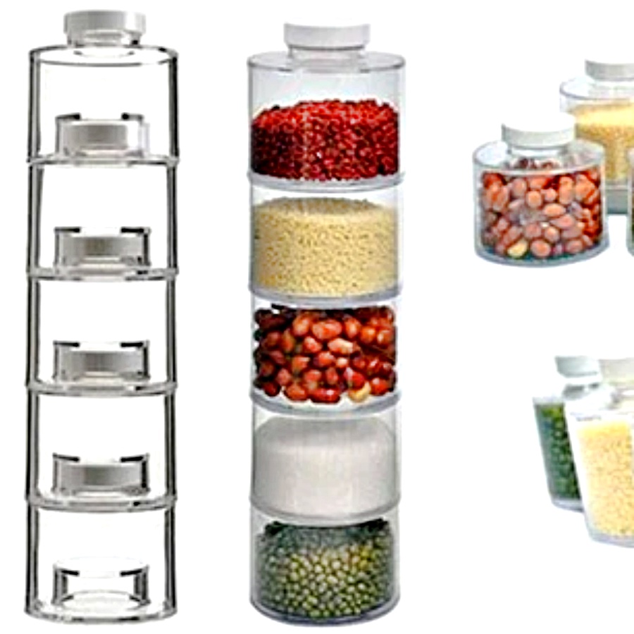 Spice Tower 6 Self-Stacking Spice Organiser Rack Jar Bottles Salt ...