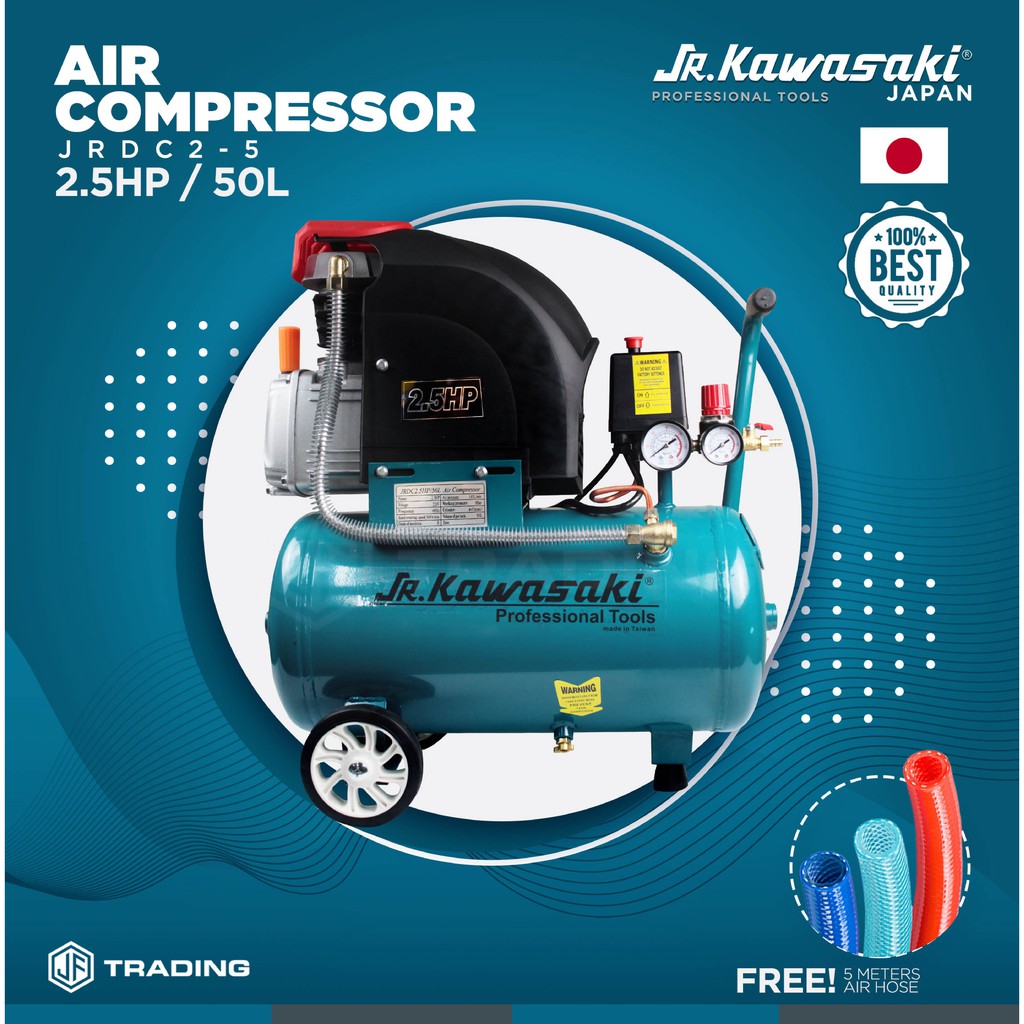 JR KAWASAKI JAPAN Air Compressor 2.5HP/50L (WITH FREE 5 METERS AIR HOSE ...