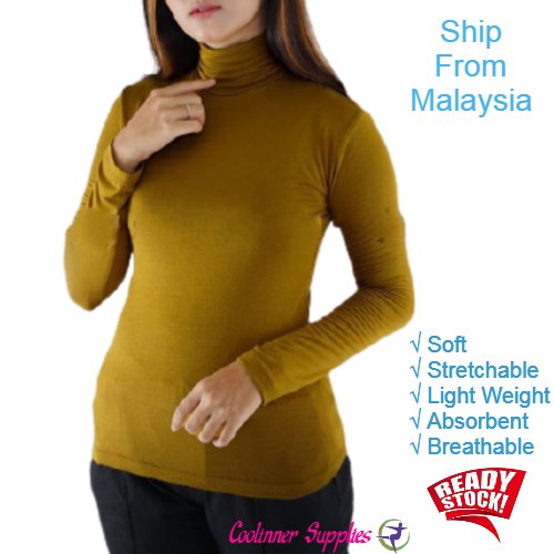 High Neck Inner-Women Inner Blouse-Long Sleeves Turtleneck-Inner Baju ...
