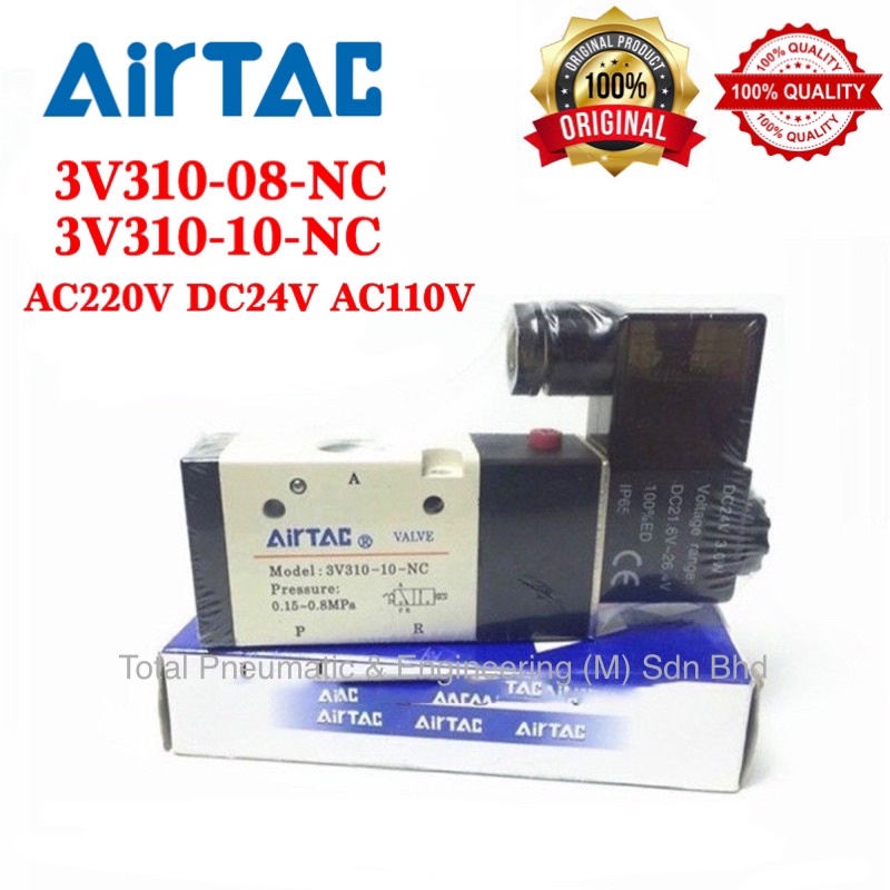 AirTAC 3V310-08-NC 3V310-10-NC Pneumatic 3/2 Way Solenoid Valve | Shopee Malaysia